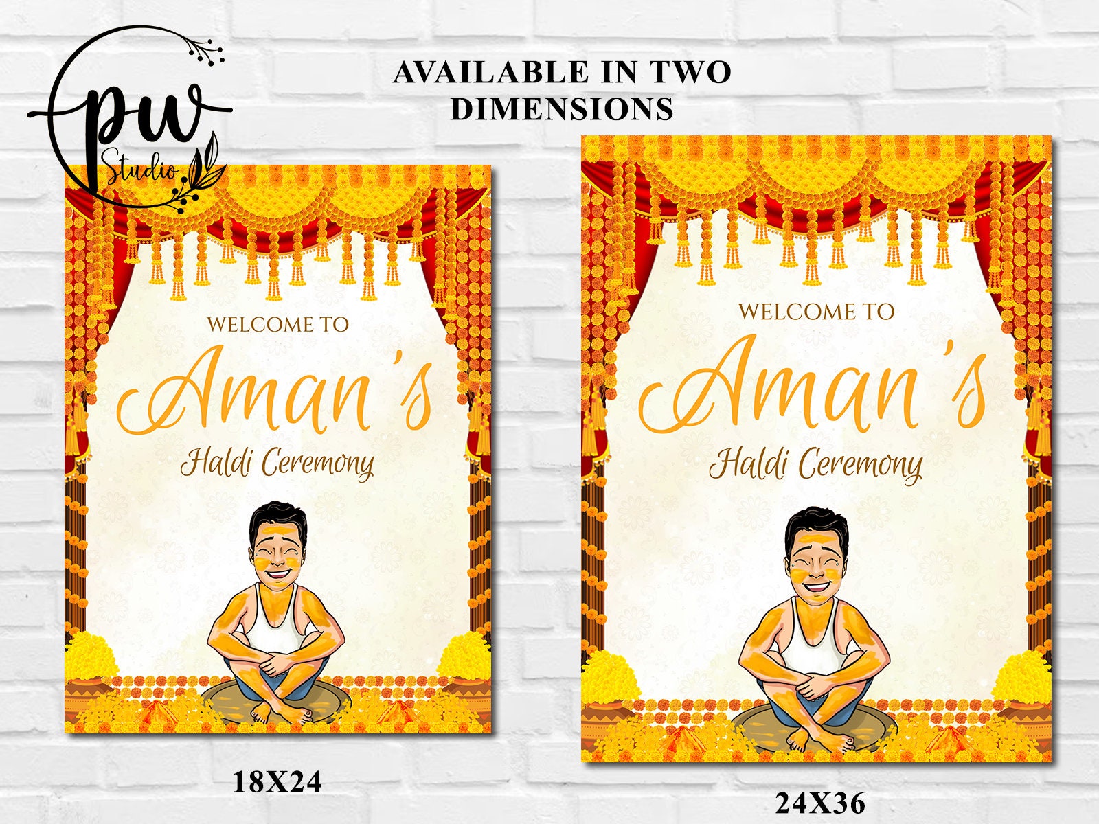 Boy Haldi Posters & Groom Haldi Signs, Welcome to Haldi Sign for Boy as ...