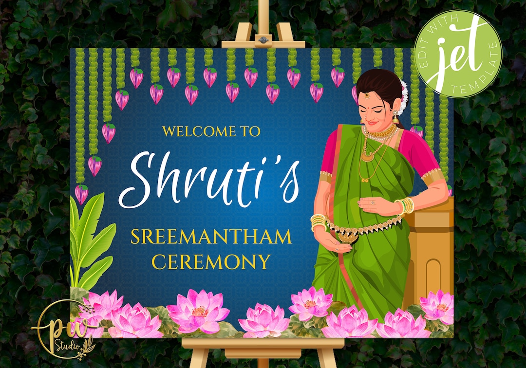 Seemantham Welcome Sign Sreemantham Welcome Sign, Indian Baby Shower ...