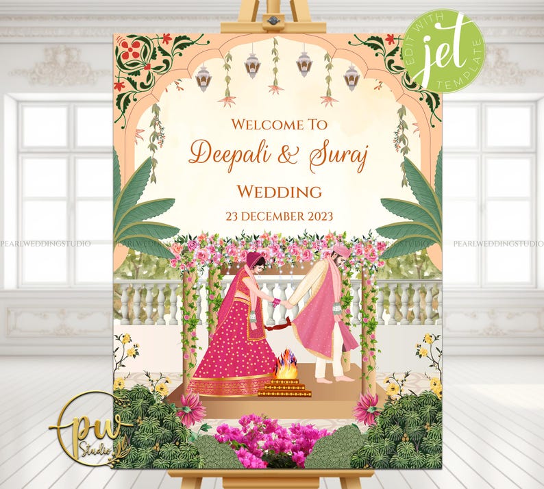 Indian Wedding Welcome Sign, Phera Couple (digital Download) - Etsy