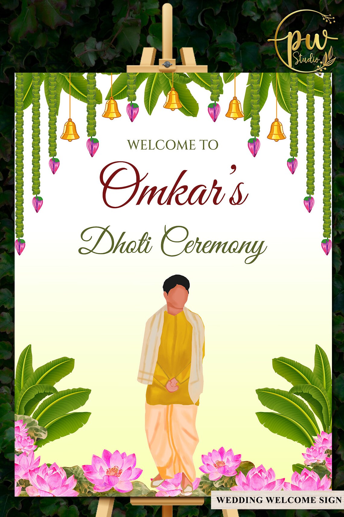 Dhoti Function Signs & Dhoti Ceremony Welcome Sign, South Indian Dhoti ...