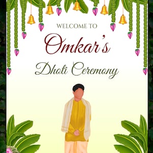 Dhoti Function Signs & Dhoti Ceremony Welcome Sign, South Indian Dhoti ...