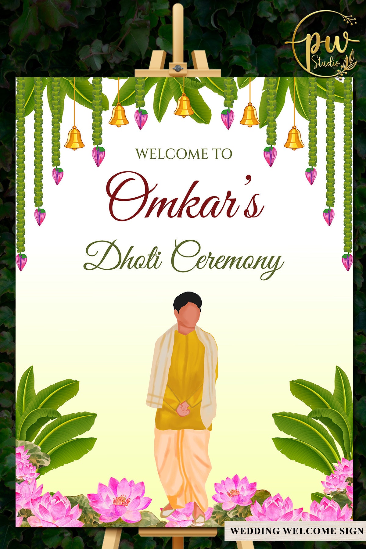 Dhoti Function Signs & Dhoti Ceremony Welcome Sign, South Indian Dhoti ...