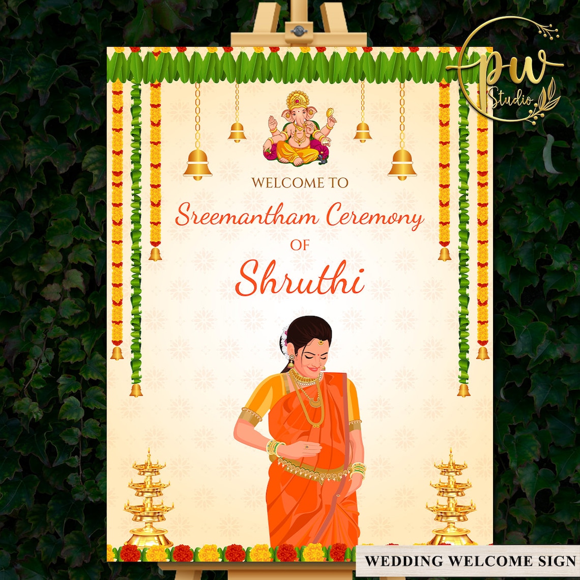 Seemantham Welcome Sign Sreemantham Welcome Sign, Indian Baby Shower ...