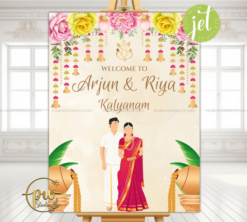 South Indian Wedding Welcome Signs Kalyanam as Tamil Welcome Sign ...