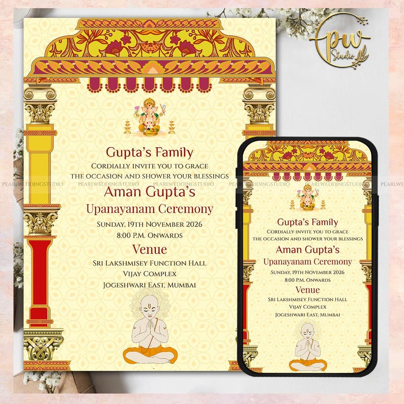 Upanayanam Invitations Thread Ceremony Invites, Thread Ceremony ...