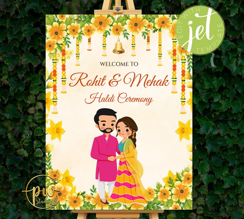 Haldi Welcome Sign Haldi Poster, Welcome to Holud Sign & Welcome Pithi ...