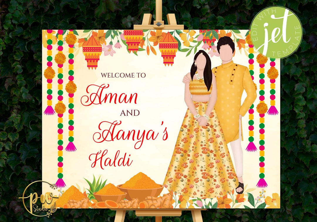 Haldi Welcome Sign as Haldi Decoration as Haldi Decor, Couple Haldi ...