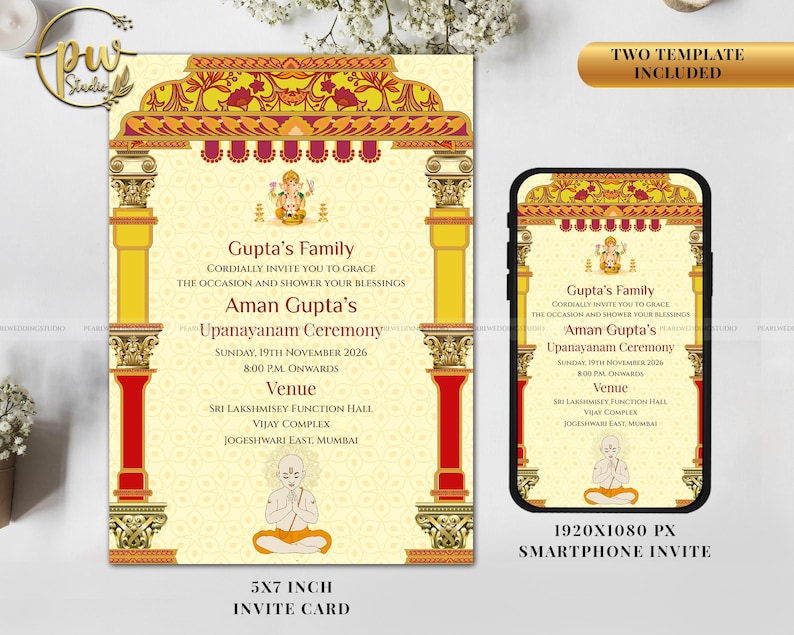 Upanayanam Invitations Thread Ceremony Invites, Thread Ceremony ...