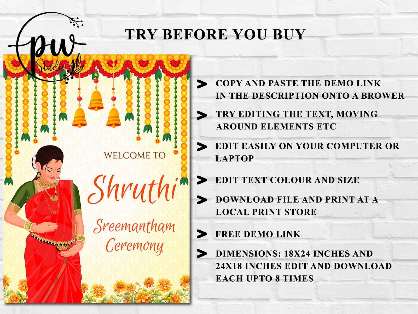 Seemantham Welcome Sign Sreemantham Sign & Indian Baby Shower Welcome ...