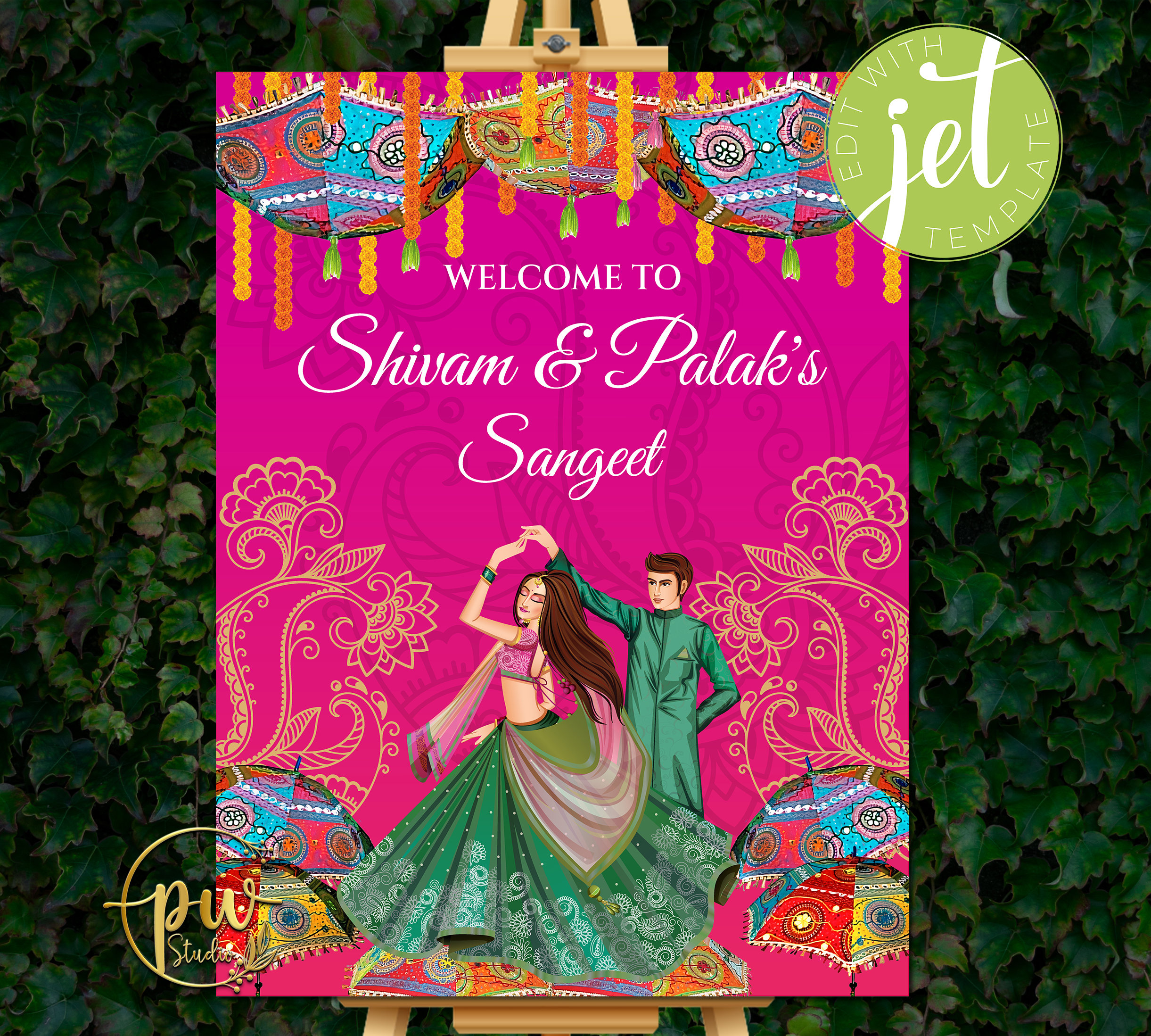 Buy Welcome to Sangeet Decor Indian Sangeet Signs, Sangeet Welcome Sign ...