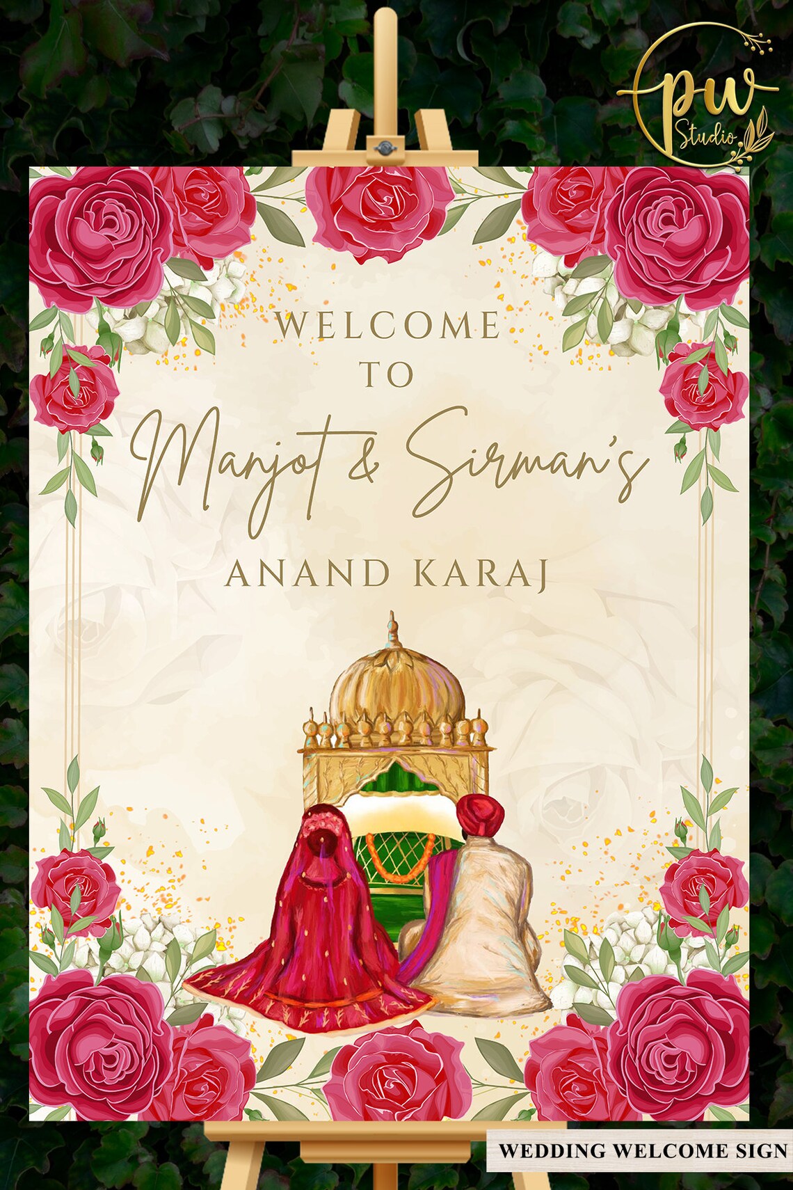 Sikh Wedding Sign Anand Karaj Welcome Sign Anand Karaj Signs - Etsy