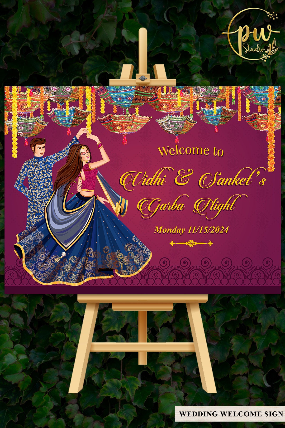Welcome Garba Wedding Sign Navratri Welcome Signs as Dandiya Welcome ...