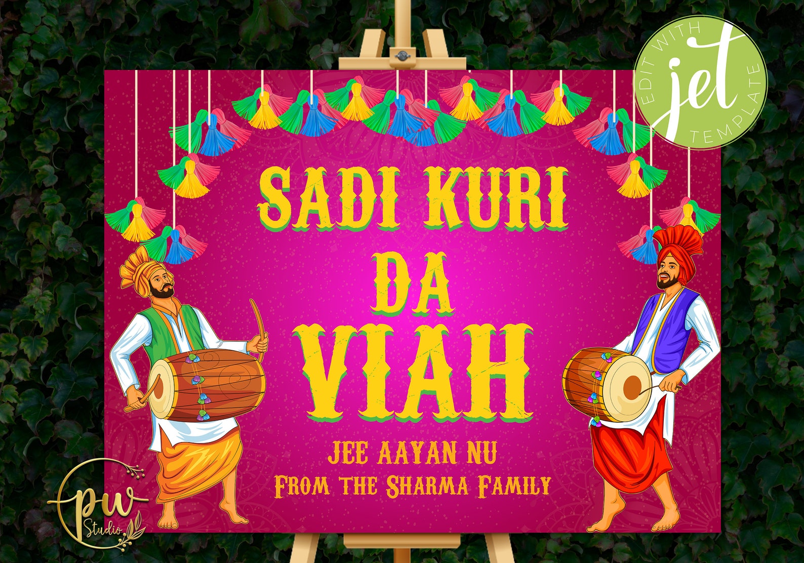 Punjabi Wedding Welcome Sign as Punjabi Wedding Decor Sign, Punjabi ...