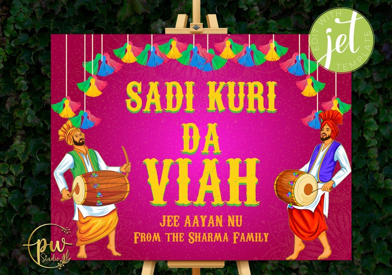Punjabi Wedding Welcome Sign as Punjabi Wedding Decor Sign, Punjabi ...