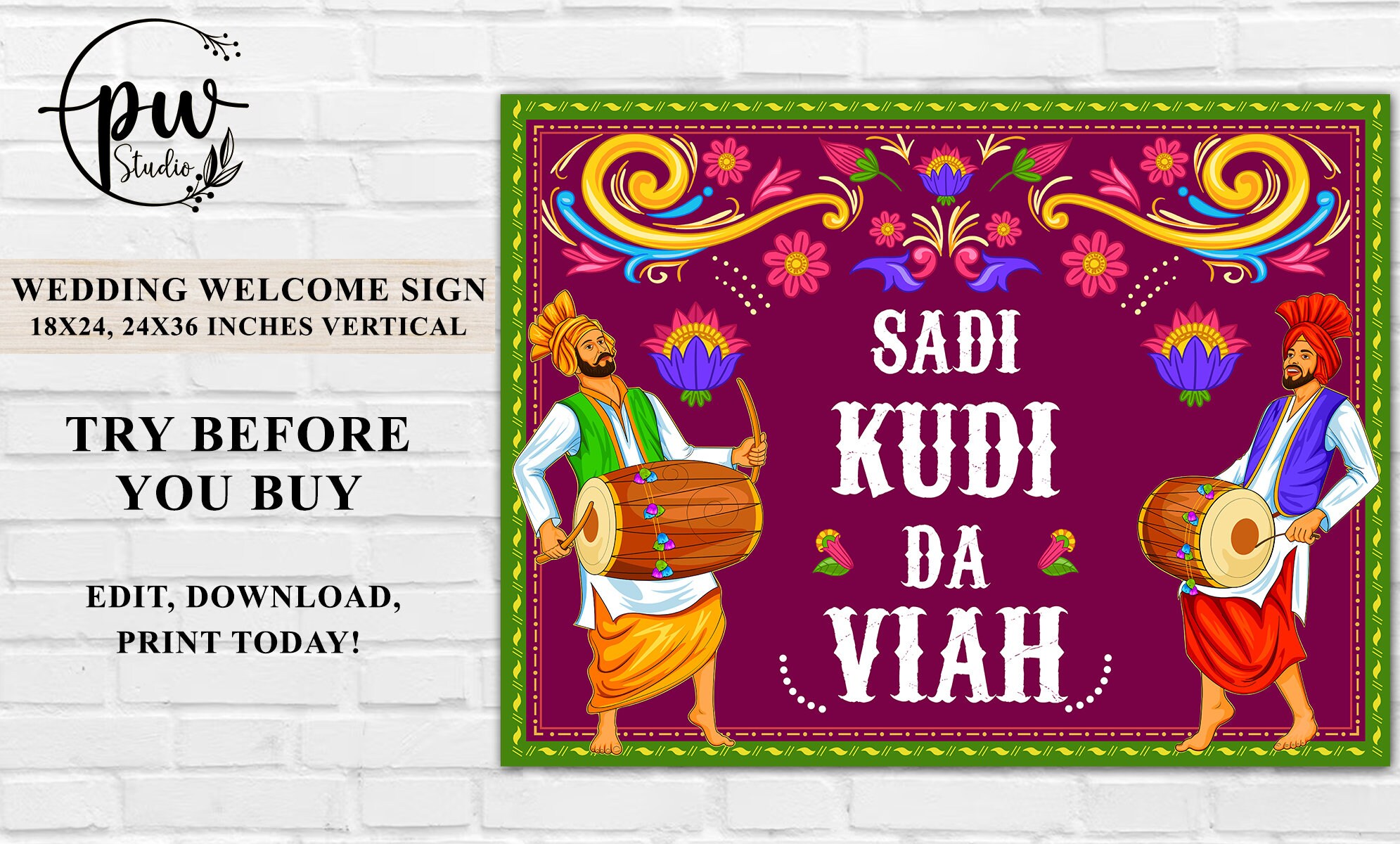 Sadi Kuri Da Viah Punjabi Wedding Welcome Sign, Viah Wala Ghar Sign ...