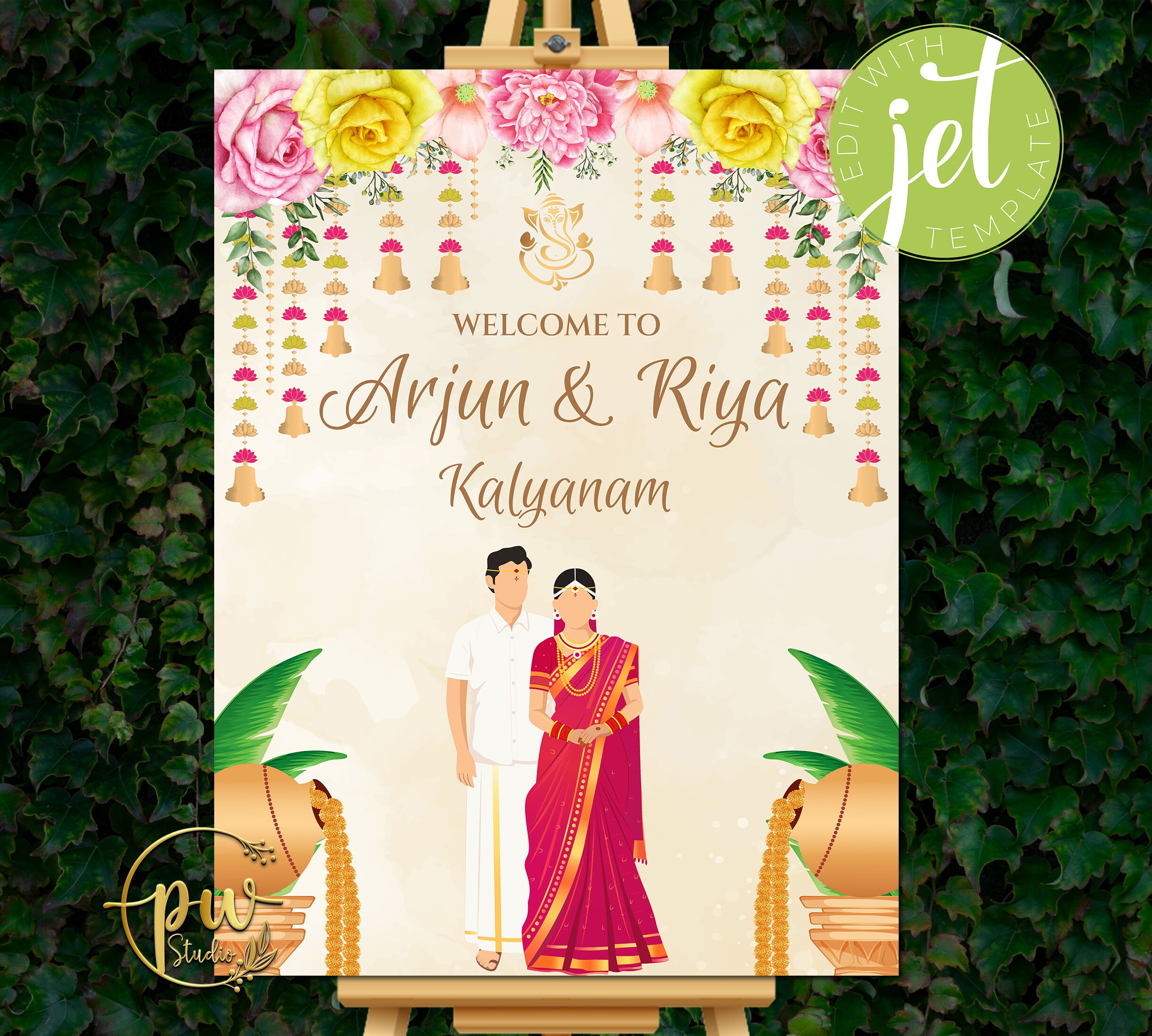 South Indian Wedding Welcome Signs Kalyanam as Tamil Welcome Sign ...
