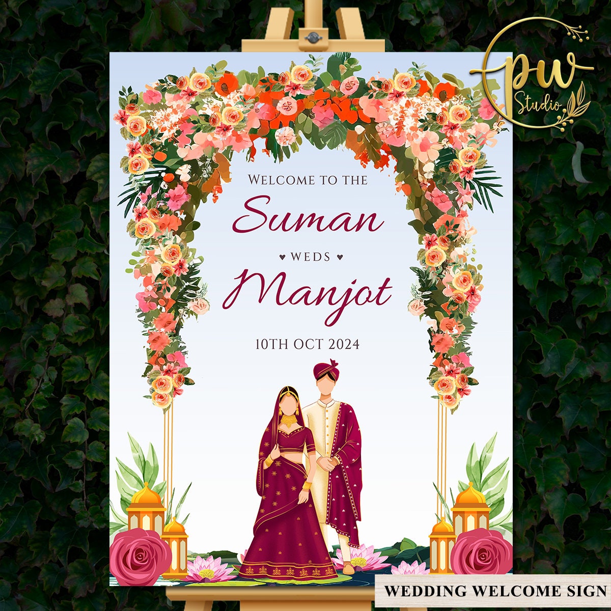 Indian Wedding Sign, Indian Welcome Board as Phera Welcome Sign as ...