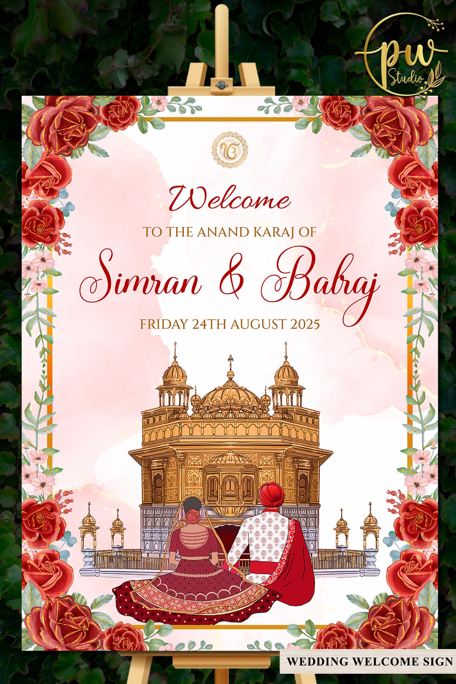 Anand Karaj Signs, Sikh Welcome Signs & Sikh Wedding Welcome Signs as ...