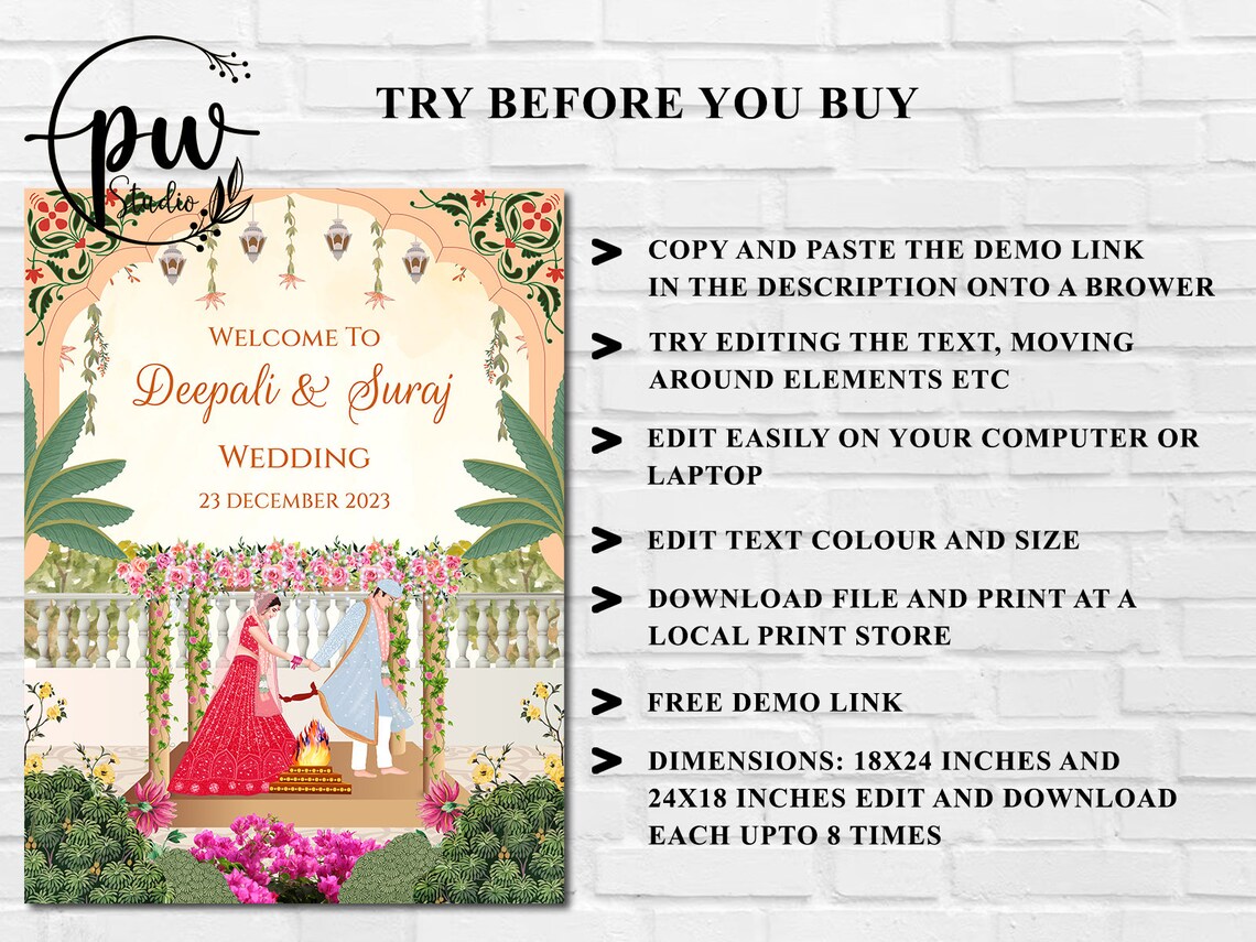 Indian Wedding Welcome Sign, Hindu Wedding Welcome Sign, Indian Wedding ...