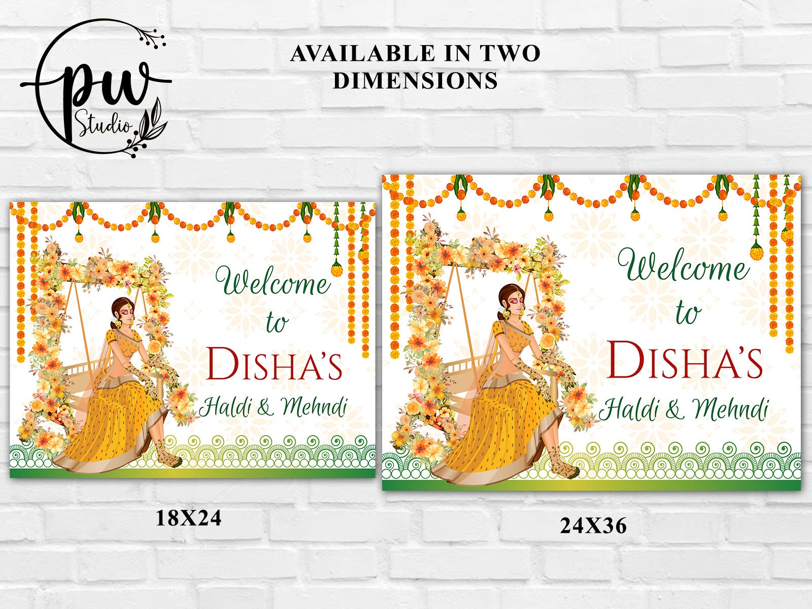 Haldi and Mehndi Welcome Sign in Posters for Mendhi and Haldi, Mehendi ...