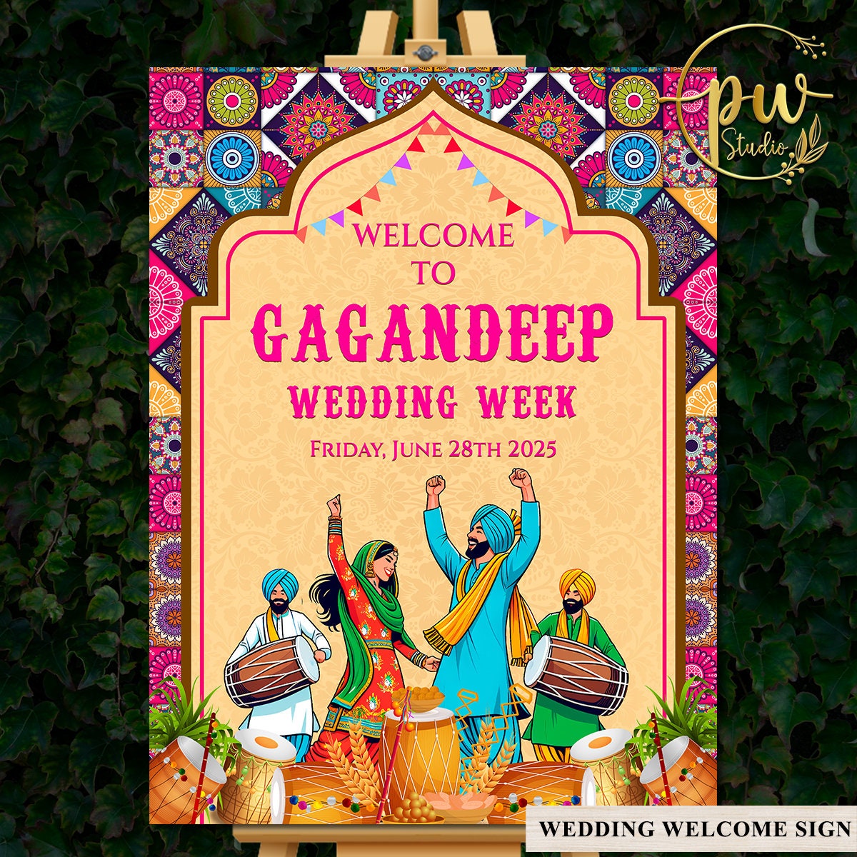 Punjabi Wedding Sign Viah Wala Ghar Sikh Wedding Welcome Sign & Punjabi ...