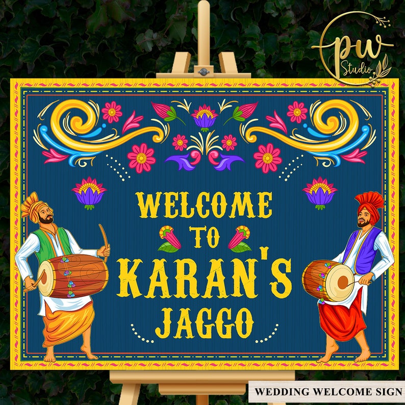 Sikh Wedding Decor Sign, Jago Sign Welcome as Jago Welcome Sign as ...