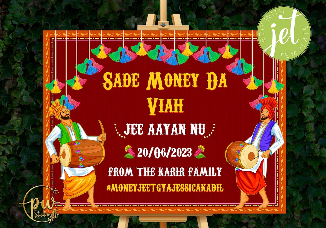 Sade Munde Da Viah, Punjabi Wedding Welcome Sign as Punjabi Decor Sign ...