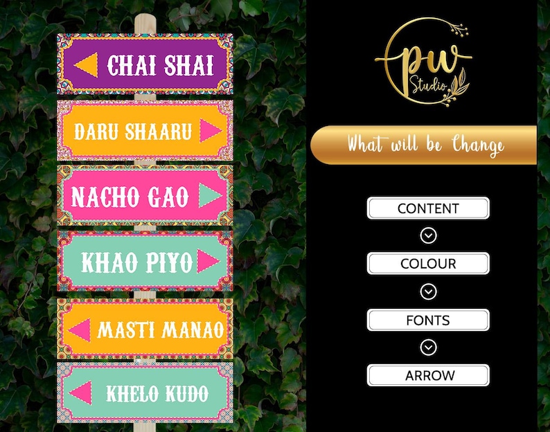 Punjabi Wedding Welcome Sign, Colorful Mehndi Decor (digital Download ...