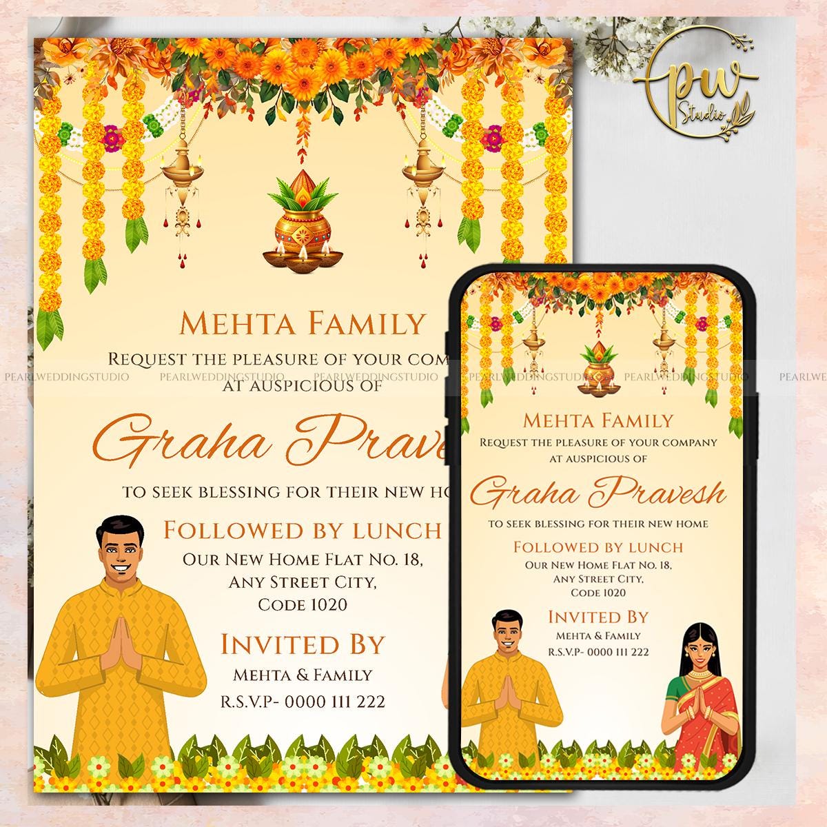 Griha Pravesh Invitation Indian Housewarming Ceremony Invitation Card ...
