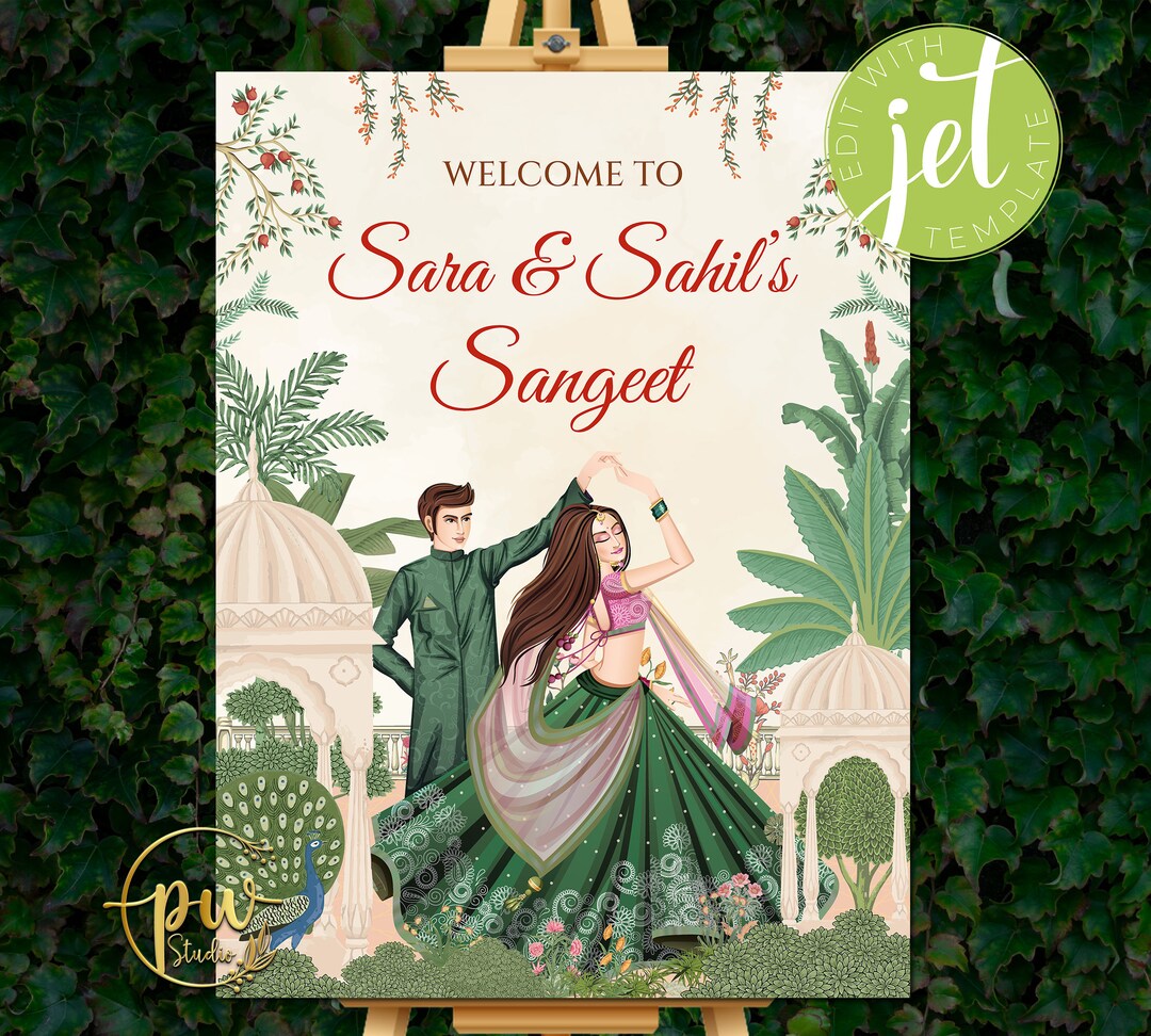 Indian Sangeet Signs Welcome to Sangeet Decor, Sangeet Welcome Sign ...
