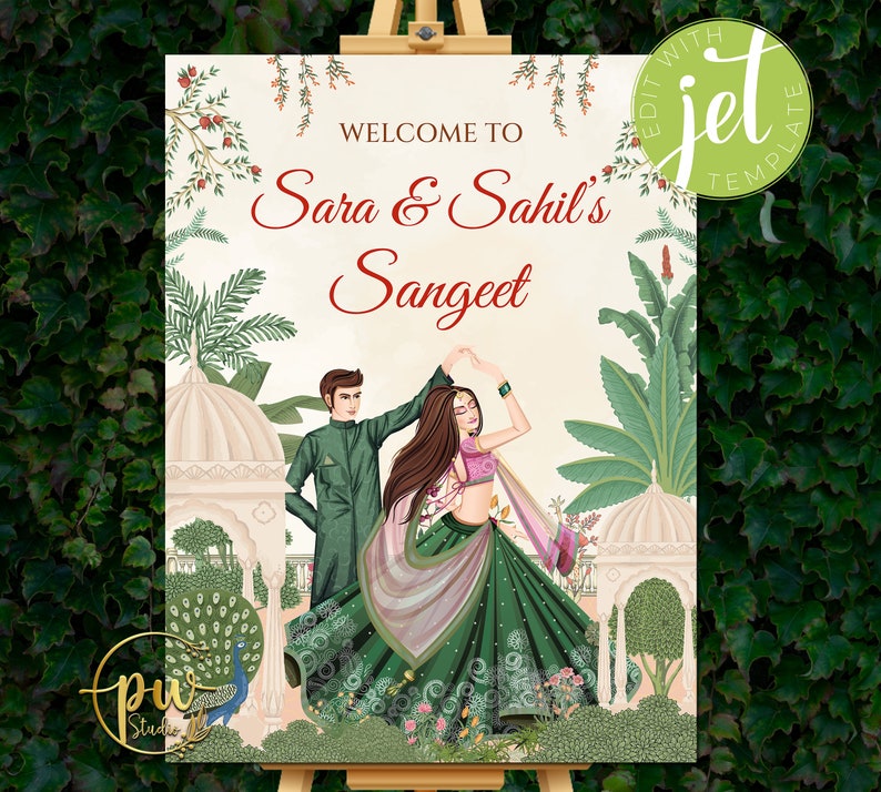 Indian Sangeet Signs Welcome to Sangeet Decor, Sangeet Welcome Sign ...