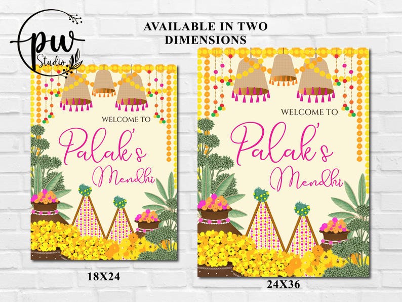 Mehndi Welcome Sign, Indian Wedding Decor (digital Template) - Etsy