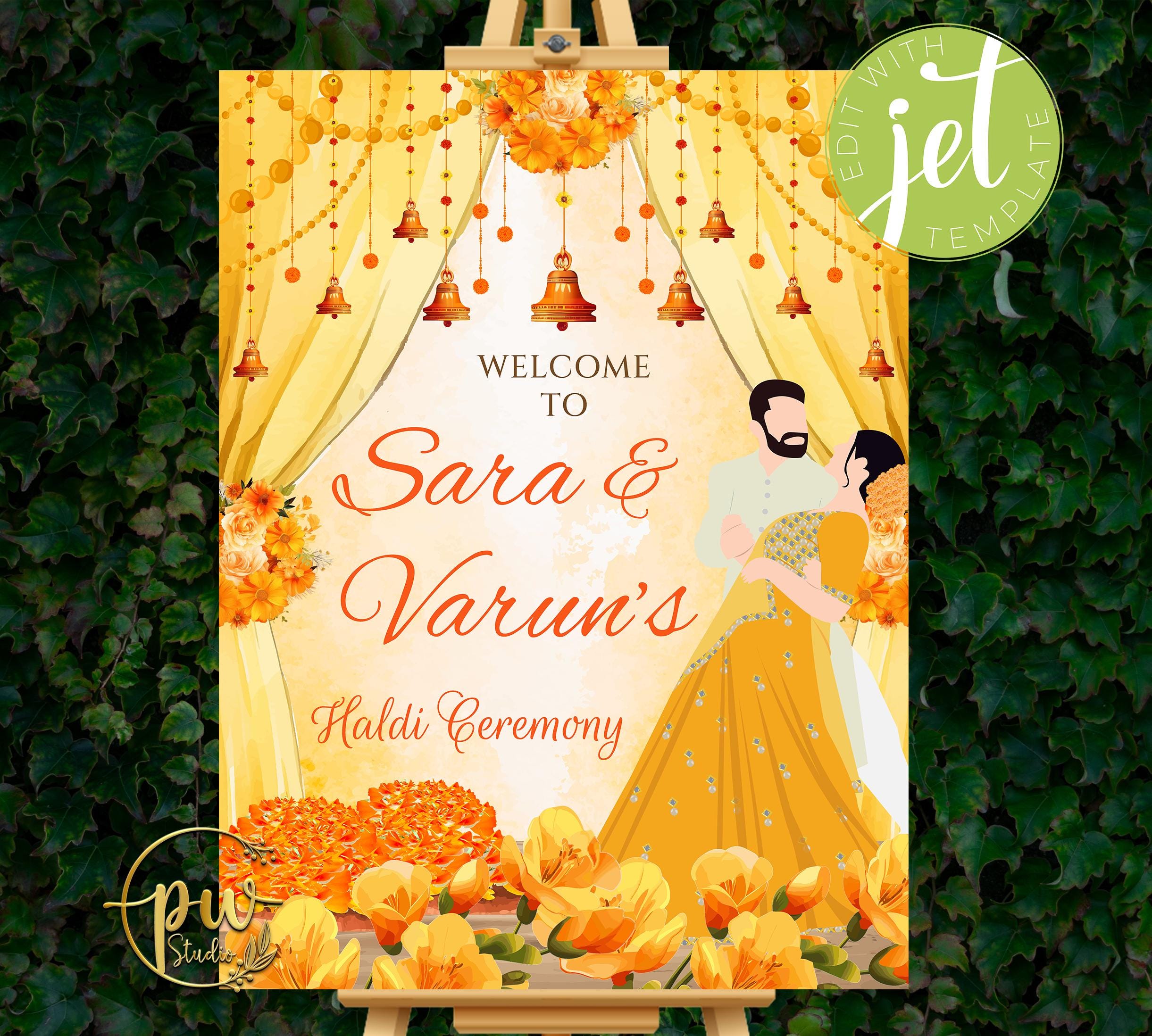 Haldi Welcome Board & Welcome to Haldi Sign Pithi Welcome Sign as Haldi ...