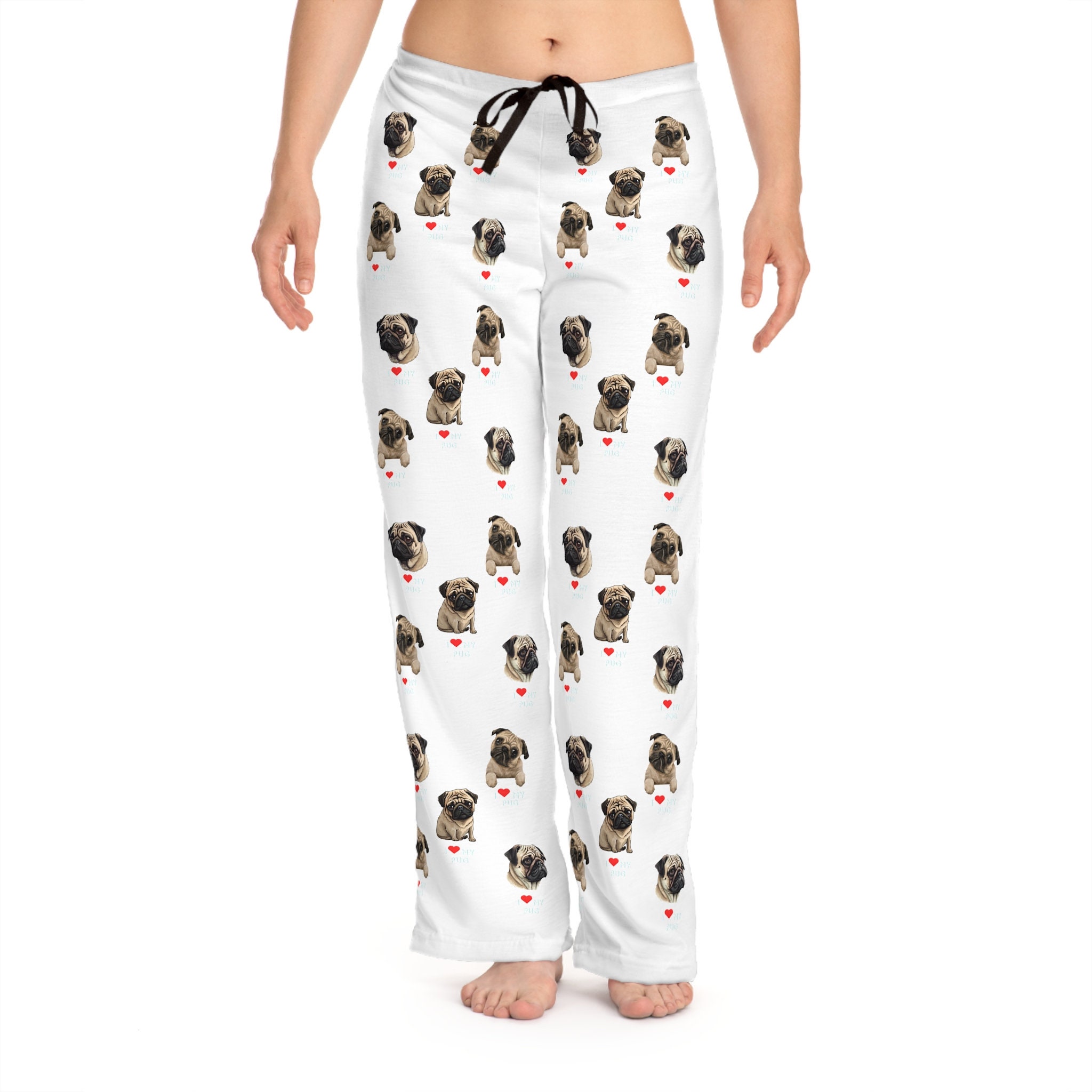 Women's Pajama Pants, I Love My Pug, Funny Gift Pug Dogs Lover Pajama ...