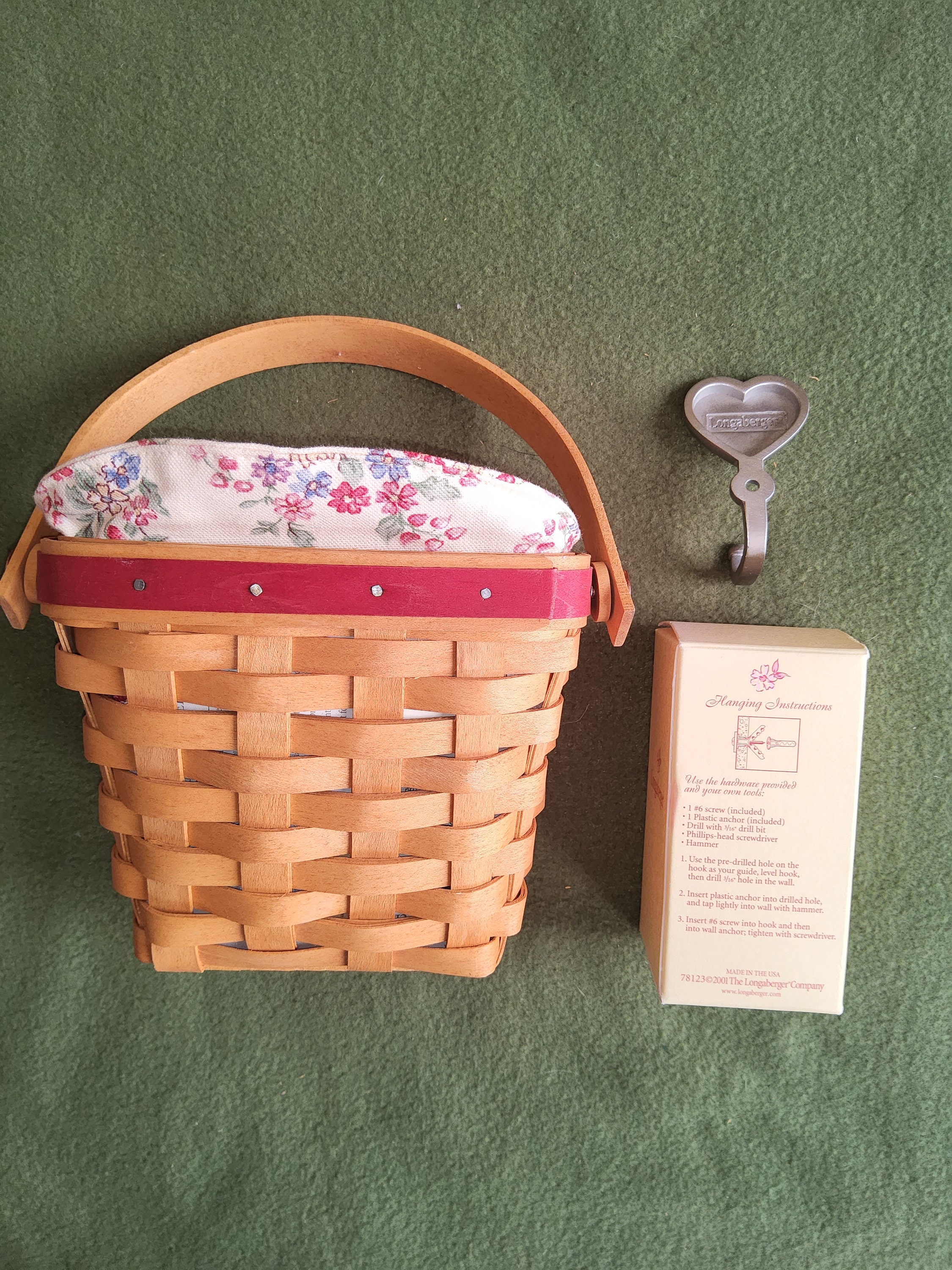 Longaberger Love Notes Basket 2001, Bouquet Heart Tie-on 2001, and ...