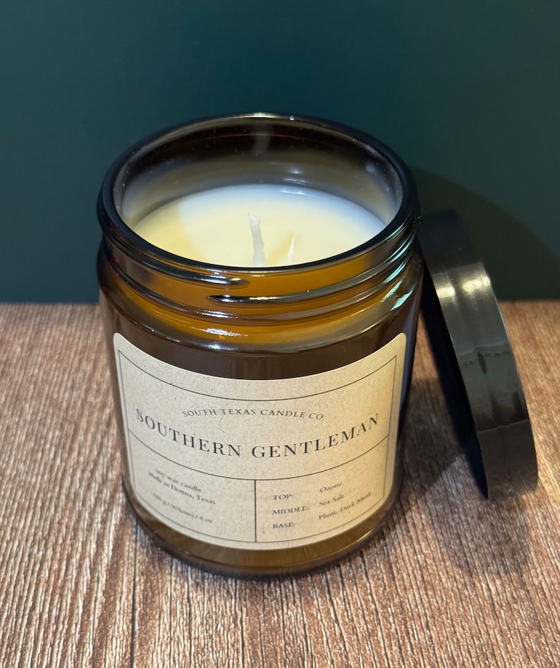 8oz Southern Gentleman Candle Amber Glass Jar Candle Western Country ...