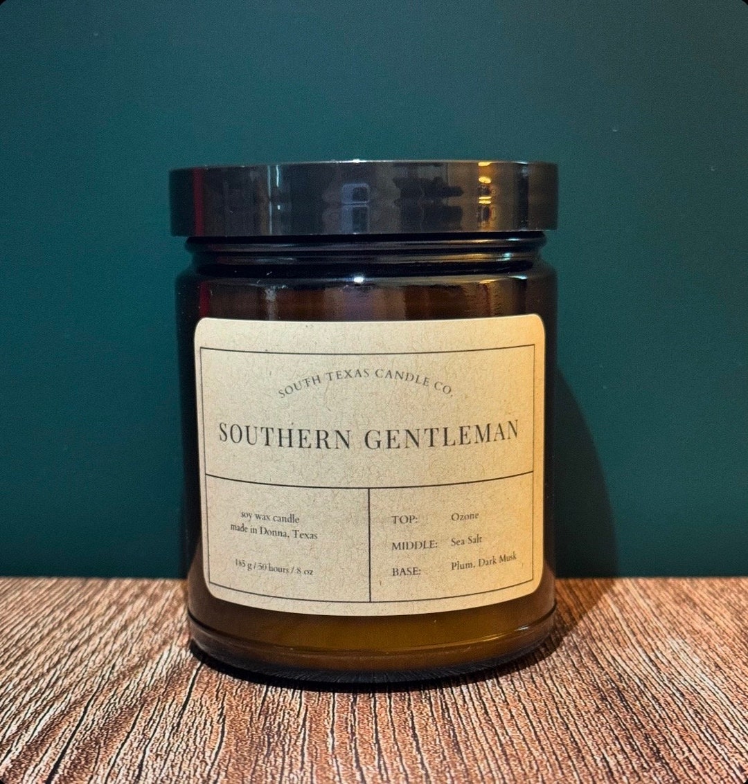 8oz Southern Gentleman Candle Amber Glass Jar Candle Western Country ...