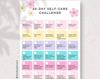 30 Day Self Care and Mental Health Challenge Printable Worksheet - Etsy