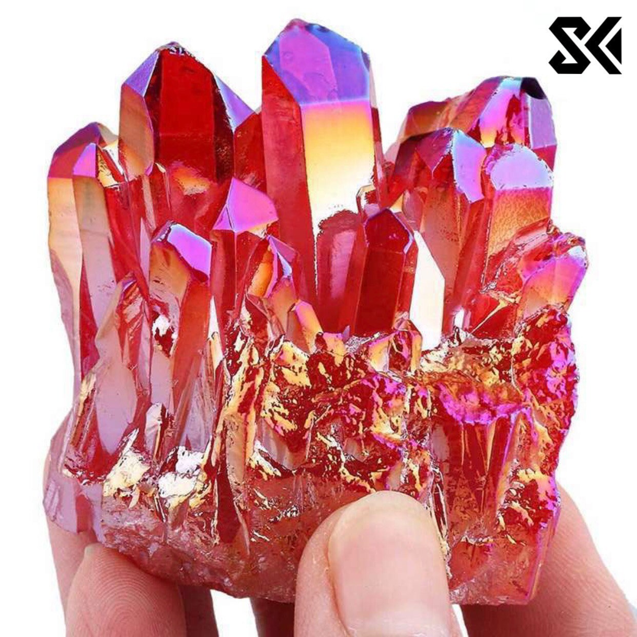 Large Natural Red Crystal Aura Red Quartz Crystal Cluster - Etsy