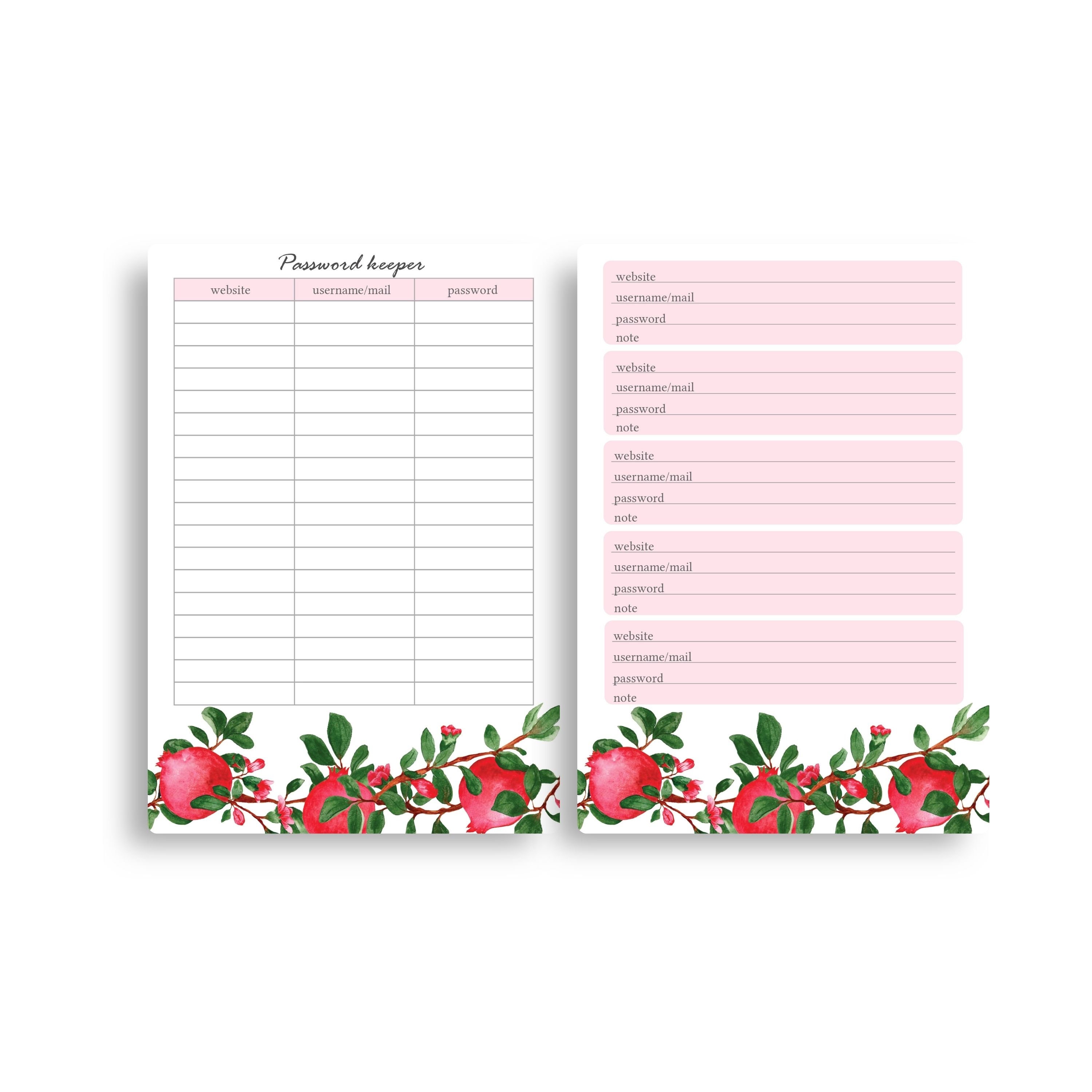 Pretty Password Log, Printable Template, Efficient Tool to Arrange All ...
