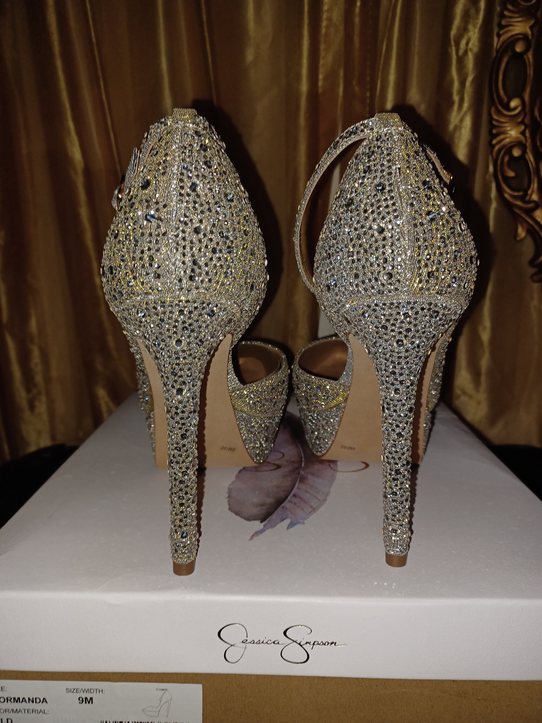 Jessica Simpson JS-ORMANDA Gold Hardware Gabor Platform Strap Heels ...