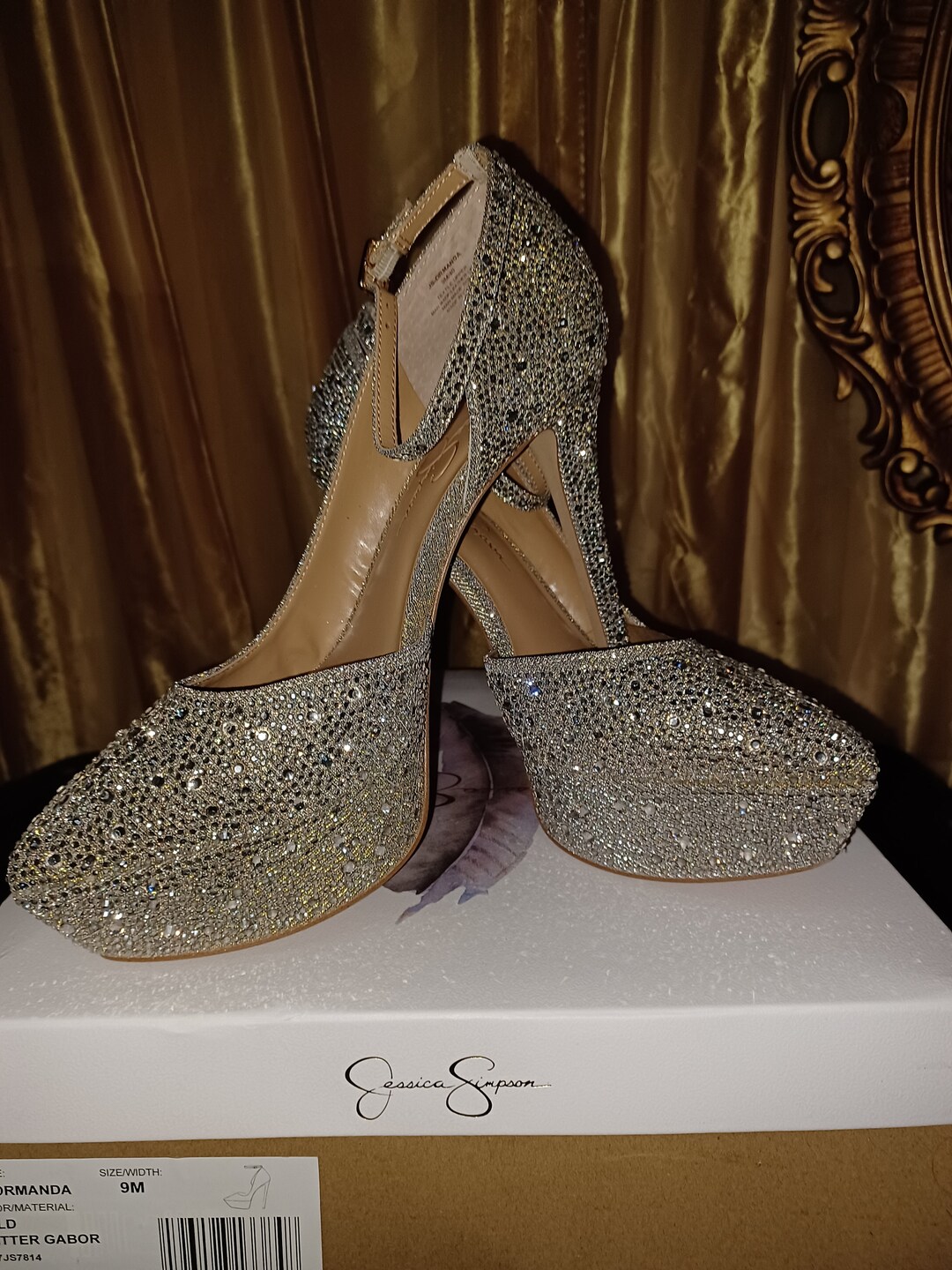 Jessica Simpson JS-ORMANDA Gold Hardware Gabor Platform Strap Heels ...