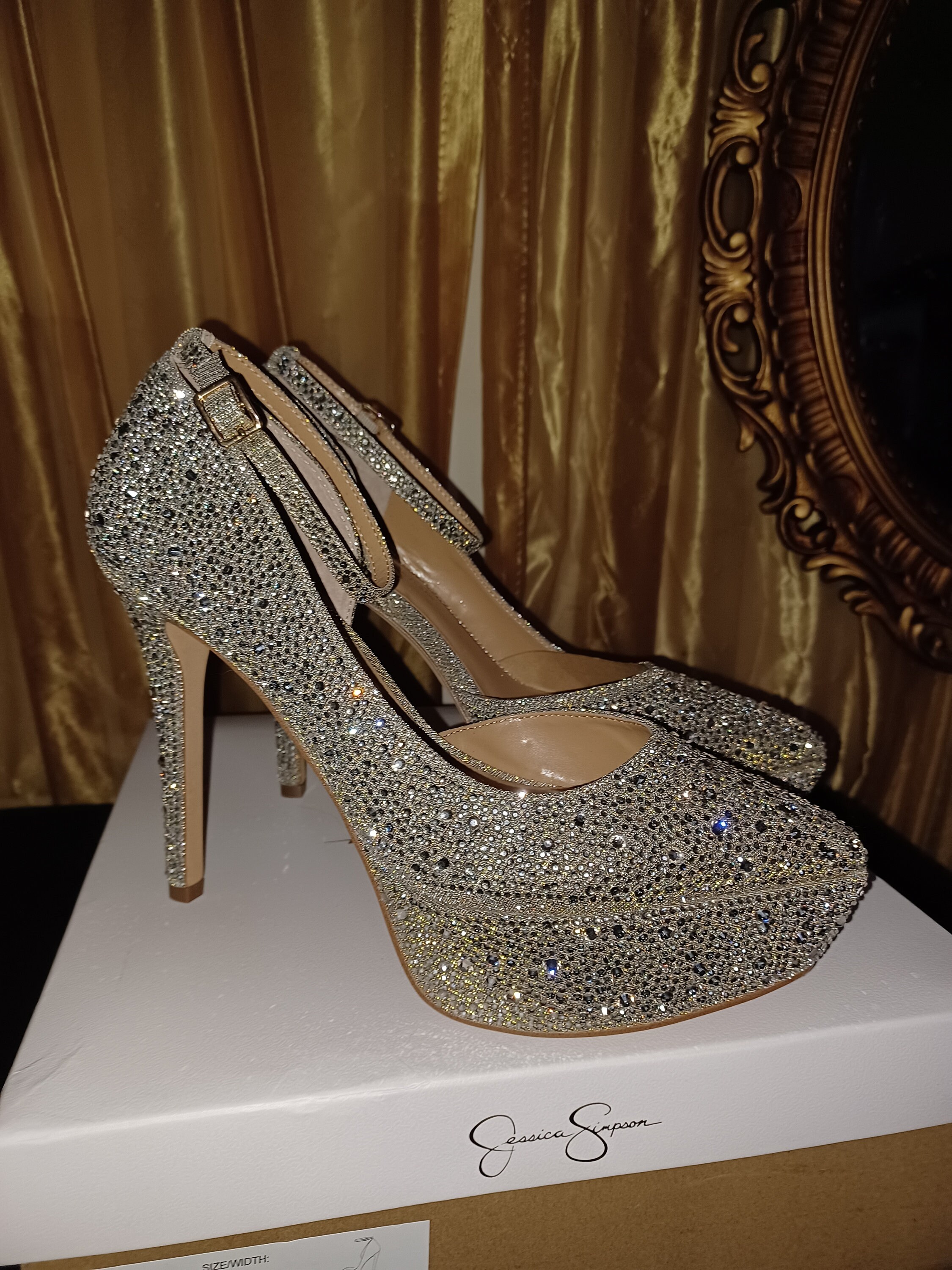 Jessica Simpson JS-ORMANDA Gold Hardware Gabor Platform Strap Heels ...