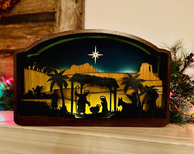 Wooden Lighted Nativity Display - Etsy