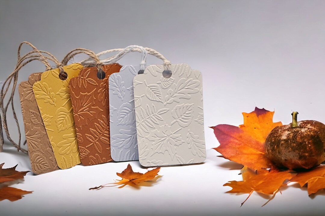 Embossed Fall Leaf Gift Tags: Shimmer & Kraft Cardstock - Etsy