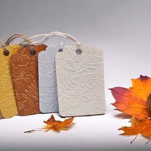 Embossed Fall Leaf Gift Tags: Shimmer & Kraft Cardstock - Etsy