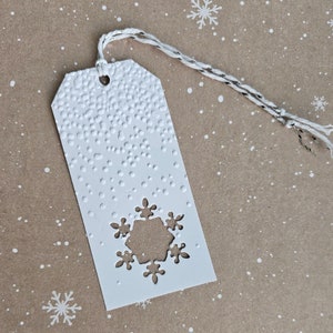 Christmas Gift Tag, Snowflake Tag, Snow Embossed Tag, Holiday Party Tag ...
