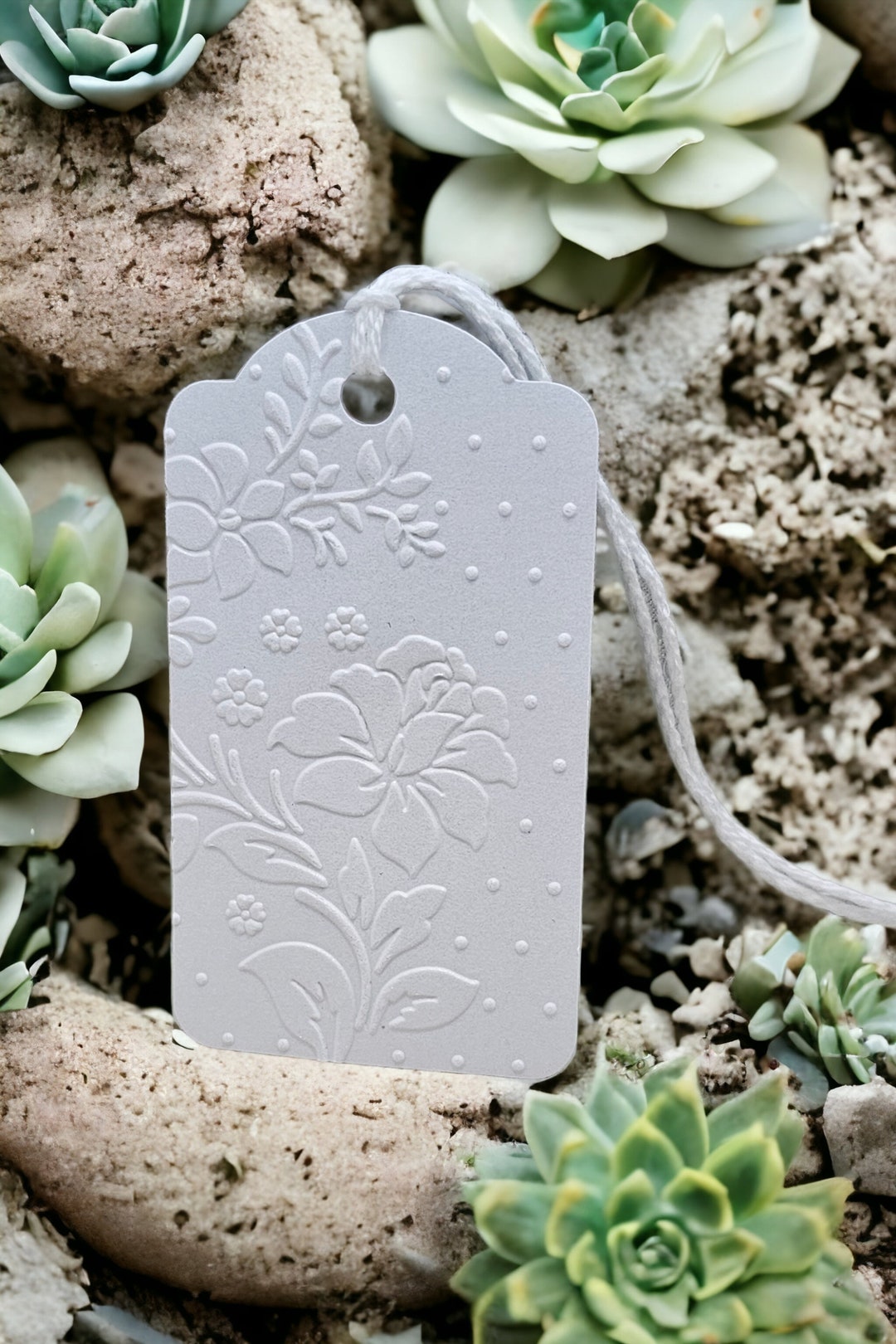 Embossed Tags, Pre-strung Hanging Tags, Gift Tags, Wedding Tags, Favor ...