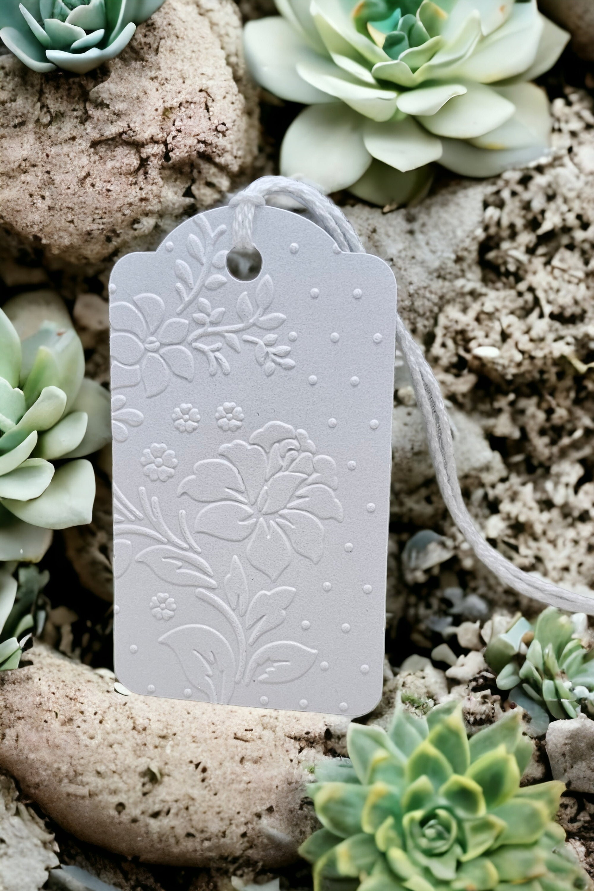 Embossed Tags, Pre-strung Hanging Tags, Gift Tags, Wedding Tags, Favor ...