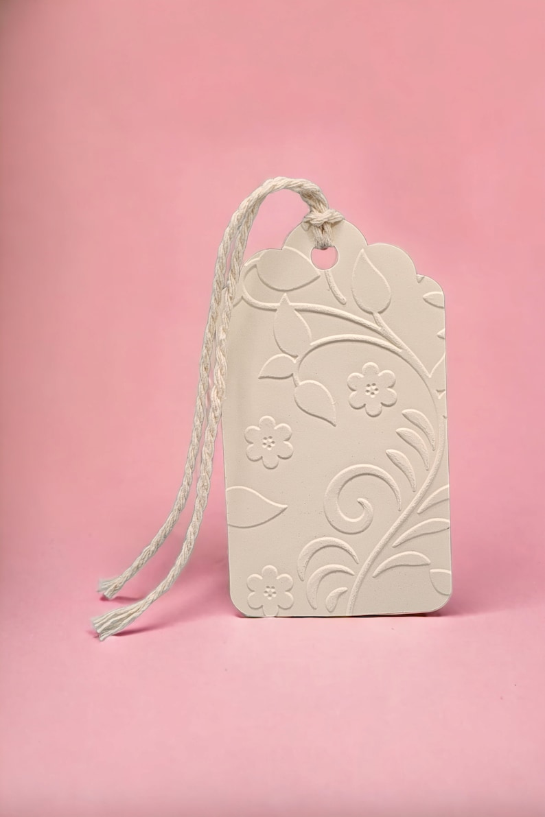 Floral Embossed Tags, Pre-strung Hanging Tags, Gift Tags, Textured ...